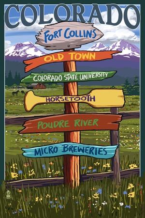 'Fort Collins, Colorado - Sign Destinations' Posters - Lantern Press ...