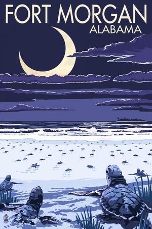 'Fort Morgan, Alabama - Sea Turtles Hatching' Posters - Lantern Press ...