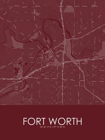 'Fort Worth, United States of America Red Map' Prints | AllPosters.com