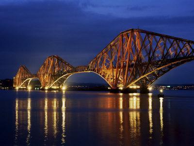 'Forth Railway Bridge at Night, Queensferry, Edinburgh, Lothian ...