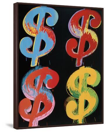 'Four Dollar Signs, c.1982 (blue, red, orange, yellow)' Posters - Andy ...