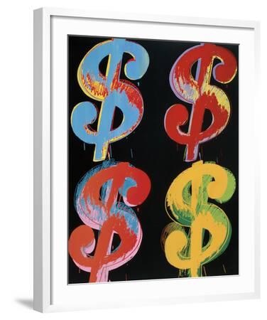 'Four Dollar Signs, c.1982 (blue, red, orange, yellow)' Posters - Andy ...