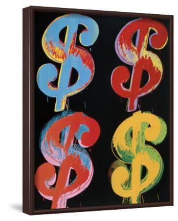 'Four Dollar Signs, c.1982 (blue, red, orange, yellow)' Art - Andy ...