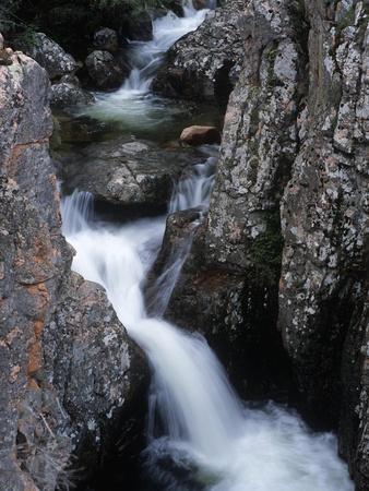 'France, Corsica, Corsicaal Nature Park, Calanche of Piana, Waterfall ...
