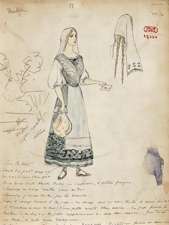 'France, Paris, Sketch of Costume for Michaela for Carmen by Georges ...