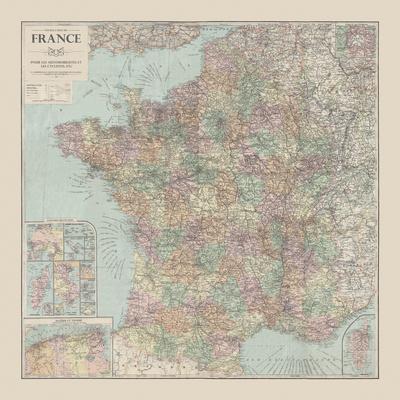 'France Travel Map' Giclee Print - The Vintage Collection | AllPosters.com
