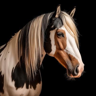 Close-up of paint horse's head and neck. (AI Generated) - Fred Lord ...
