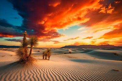 Sandy desert at sunset or sunrise. (AI Generated) Prints - Fred Lord ...