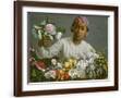 Young Woman with Peonies, 1870 Giclee Print - Frederic Bazille ...