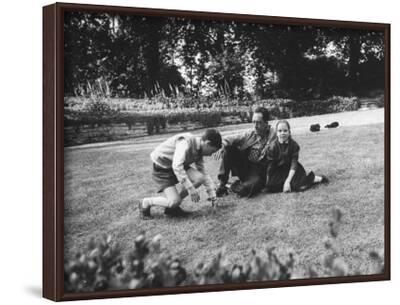 'French Author, Albert Camus at His Home, Sitting in Garden with His ...