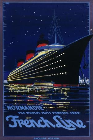 'French Line Poster for the Ss Normandie Ocean Liner, 'the World's Most ...