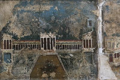 'Fresco Depicting Architectural Landscape, Detail of Building Bordered ...