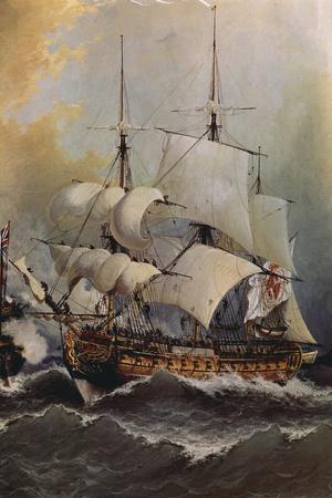 'FRIGATE OF THE SPANISH SAILOR BLAS DE LEZO IN COMBAT WITH THE ENGLISH ...