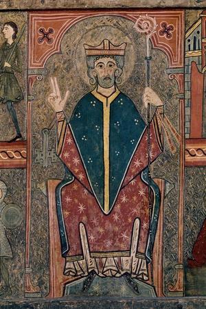 'FRONT OF SAN PEDRO DE BOI - (LERIDA) - CENTRAL DETAIL- CHRIST MAGESTAD ...