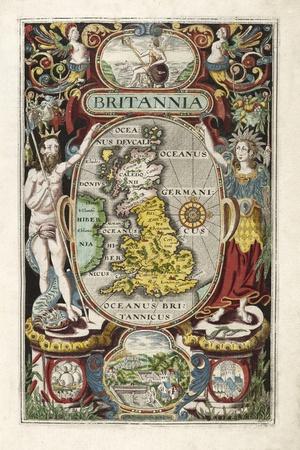 'Frontispiece from Britannia, by William Camden, Pub. 1607 (Hand ...