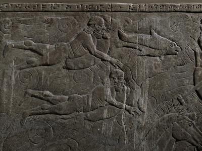 'Fugitives Cross a Moat Swimming with Goat Skins or Bladders' Giclee ...