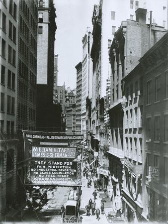 Taft and Sherman Banner on Maiden Lane, New York City, 1908 (B/W Photo ...