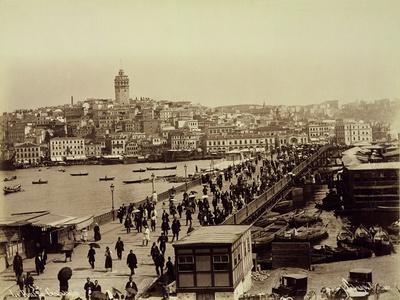 'Galata Bridge over the Golden Horn, Istanbul, C.1890 (B/W Photo ...