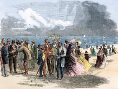 'Game of Bonneteau (Bets on Card Games) on the Beach of Coney Island ...