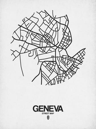 'Geneva Street Map White' Posters - NaxArt | AllPosters.com