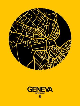 'Geneva Street Map Yellow' Prints - NaxArt | AllPosters.com