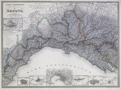 'Genoa Territory, Map by Giovanni Battista Maggi, Turin, around 1841 ...