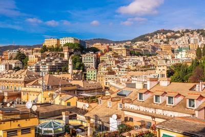 'Genova, Italy city skyline view towards the historic center on a nice ...