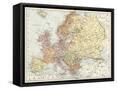 Geographic Map of Europe in the 1870S. 19Th Century Colour Lithography ...