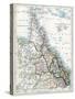 Geographic Map of Queensland, Australia, 1870. 19Th Century Lithography ...