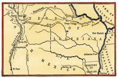 'Geographic Map: Route of Zebulon Montgomery Pike, American Explorer ...