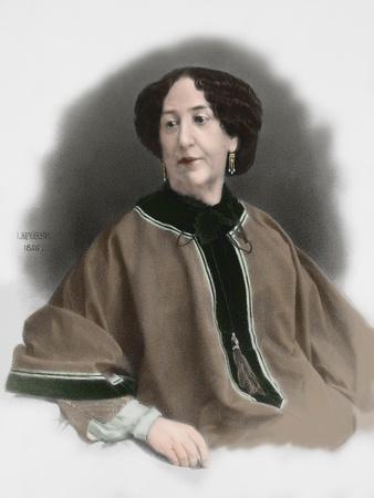 'George Sand (1804-1876). French Writer. Colored Engraving.' Giclee ...