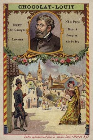'Georges Bizet, French Composer, and a Scene from His Opera Carmen ...