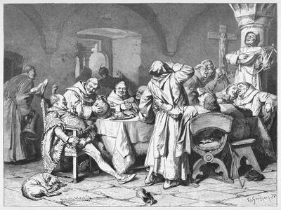'German Monks Entertain a Visitor with the Wine of the Cloister' Prints ...