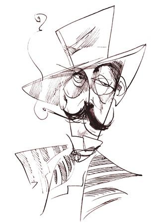 'Giacomo Puccini, Italian opera composer, sepia line caricature, 2006 ...