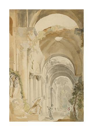 'Drawing, Roman Ruins with Figures, c.1745' Premium Giclee Print ...