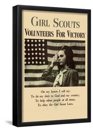 'Girl Scouts Volunteers for Victory WWII War Propaganda Art Print ...