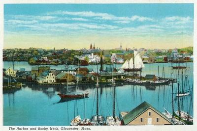 'Gloucester, Massachusetts - Panoramic Aerial View of the Harbor and ...