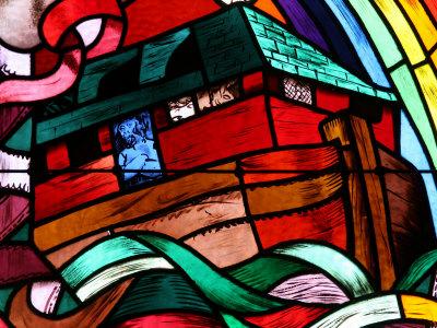 Noah's Ark Depicted in Stained Glass Window, Saint-Joseph Des Fins ...