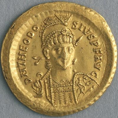 'Gold Denarius of Theodosius II Bearing Image of Emperor, Recto ...
