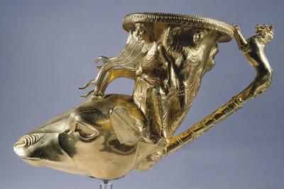'Gold Rhyton in Shape of Stag's Head with Handle in Shape of Lion ...