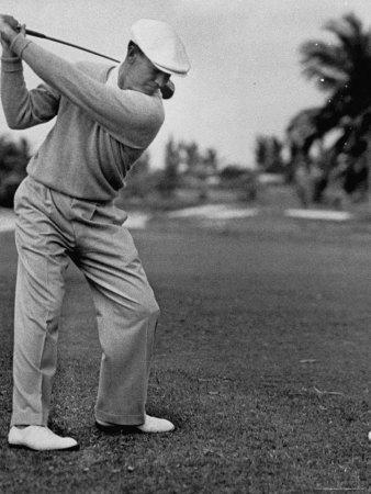 'Golfer Ben Hogan, Keeping His Shoulders Level at Top of Swing' Premium ...