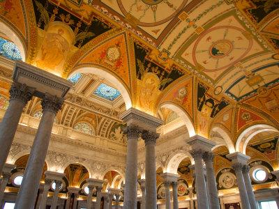 'Great Hall of Jefferson Building, Library of Congress, Washington DC ...