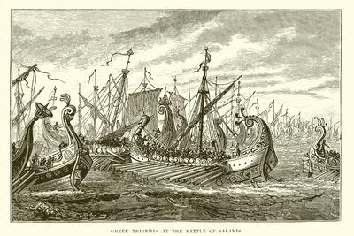 'Greek Triremes at the Battle of Salamis' Giclee Print | AllPosters.com