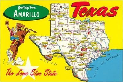 'Greetings from Amarillo, Texas, Map' Print | AllPosters.com