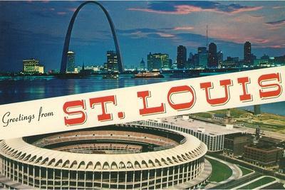 Greetings from St. Louis, Stadium, Arch | AllPosters.com