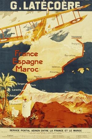 'Groupe Latecoere Aircraft Company, 1921 Advertising Poster, France ...