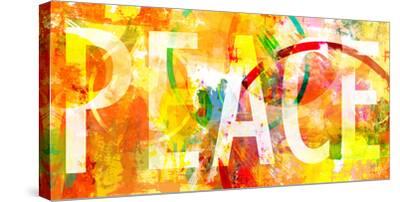 'Grunge Collage With Peace Typo' Stretched Canvas Print | AllPosters.com