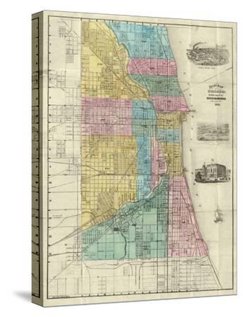 'Guide Map of Chicago, c.1869' Stretched Canvas Print - Rufus Blanchard ...