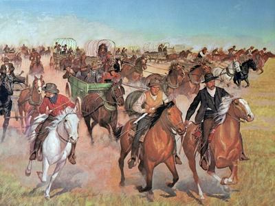 'Oklahoma Land Rush, 1889' Giclee Print - H.c. Mcbarron | AllPosters.com