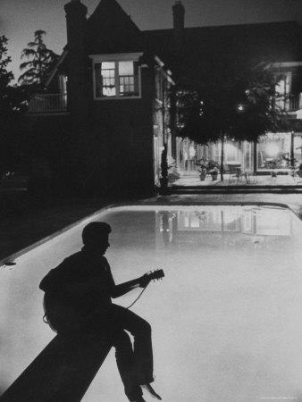 'Pop Singer Ricky Nelson Sitting on Diving Board of Family Swimming ...